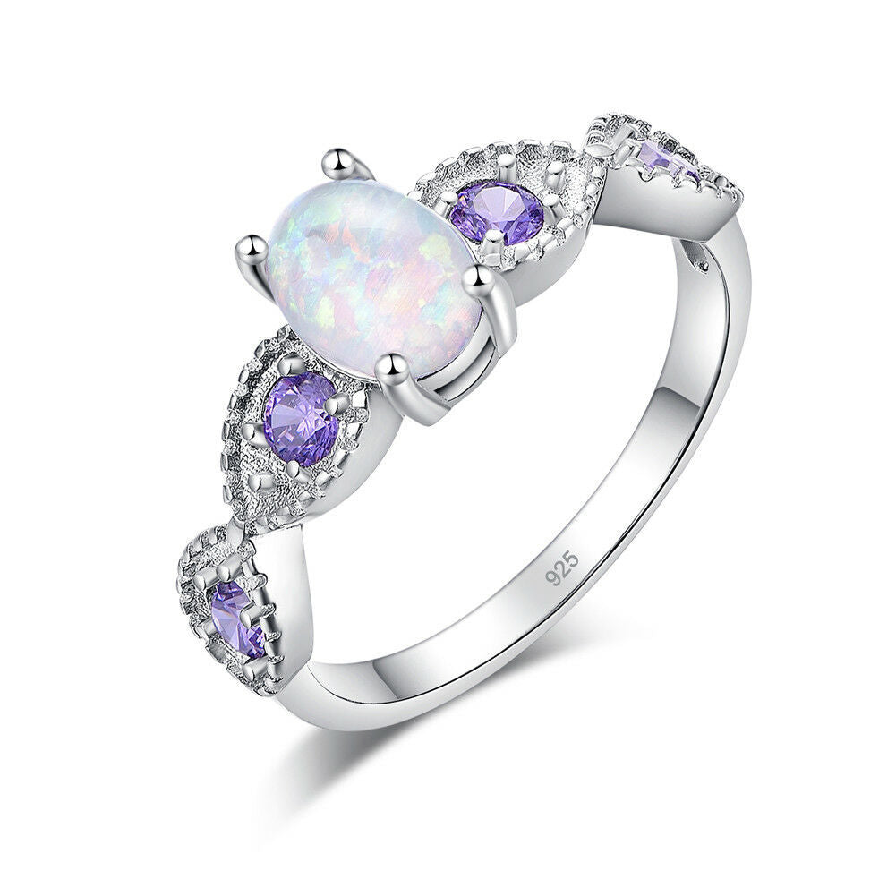 Goddess of Light White Fire Opal Amethyst Ring – Wicca Vibes